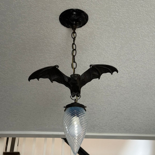 LG1 Solid BRONZE Bat Gothic Chandelier With Choice of Leaded Glass ...