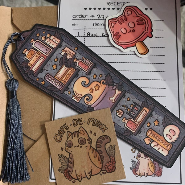 2"x6" Navy Blue Coffin Bookmark With Tassel- Halloween Cardstock Paper ...