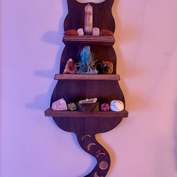 Coppermoon Cat Crystal Shelf, Wooden Crystal Shelf, Cat Shelf - Etsy