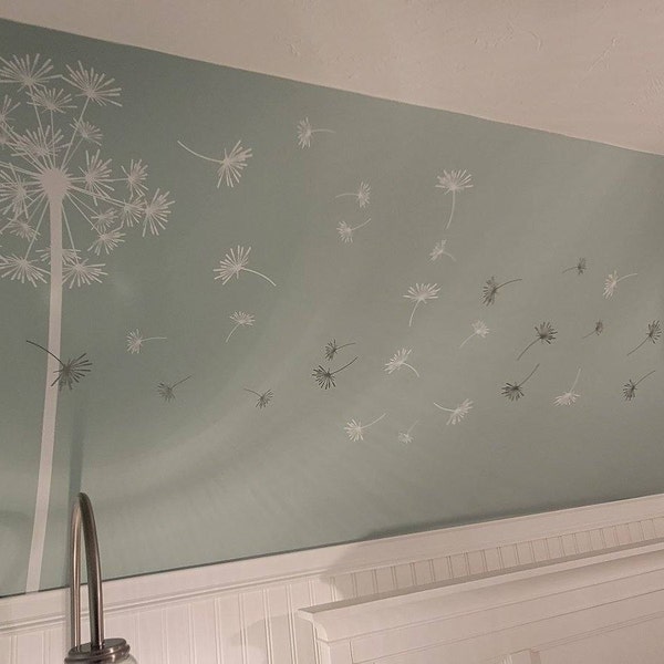 The Freya Dandelions Wall Decal in Two Colors, With 63 DIY Floating ...