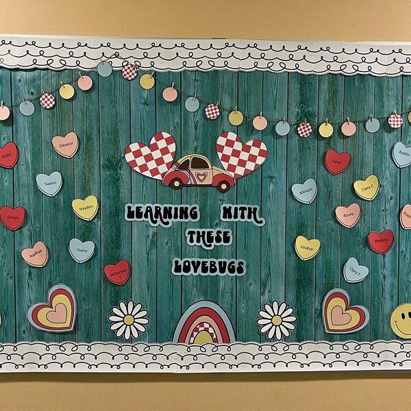 Groovy Valentine's Day Bulletin Board | Retro February Bulletin Board ...