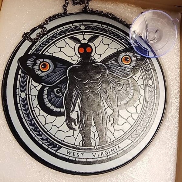 Mothman Stained Glass Suncatcher Mothman Lightcatcher Cryptid Window ...
