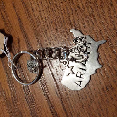 Personalized Metal Stamped Montana Keychain - Etsy