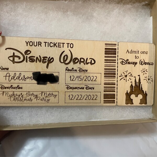 Personalized Disney Ticket Laser Cut Christmas Ornament | Custom ...