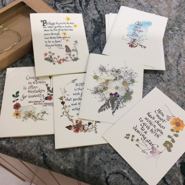 Eskimo Legend Sympathy Card Pressed Flowers Calligraphy Original Art ...