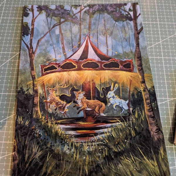 Woodland Carousel Art Print, Forest Animals, A5 - Etsy
