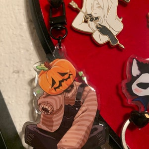 Autumn Pumpkin Head Keychain // Acrylic 3in Keychain - Etsy