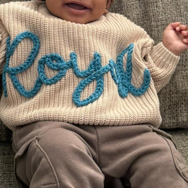 Custom Name Baby Sweater,personalized Hand Embroidered Baby Sweaters ...