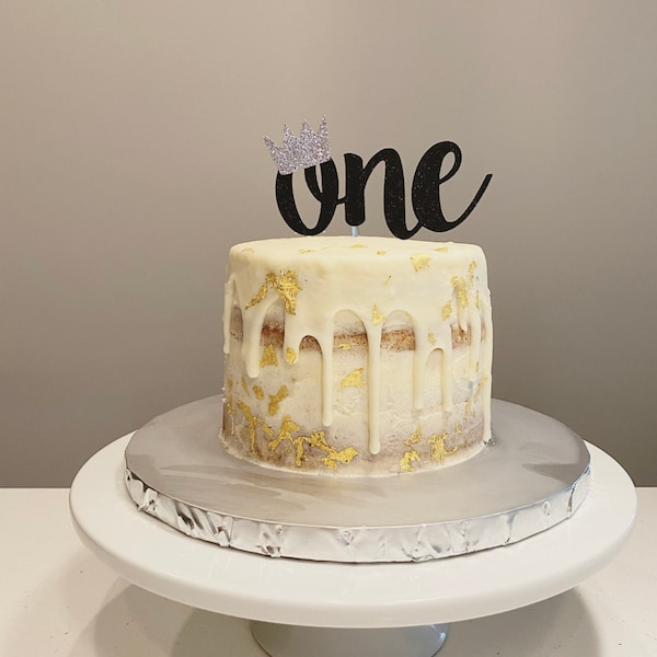 One Cake Topper With Crown - Etsy