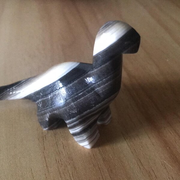 Zebra Onyx Small Apatosaurus Dinosaur Carving, Paleontology ...