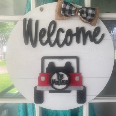 Handmade Interchangeable Jeep Welcome Door Hanger - Etsy