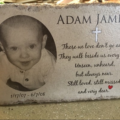 Memorial Stone With Picture. PERSONALIZED Memorial Gift. 6x9 Tumbled ...