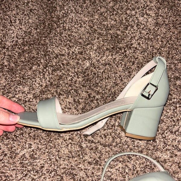 Sage Green Heels, Green Block Heels, Green Low Heels, Olive Green ...