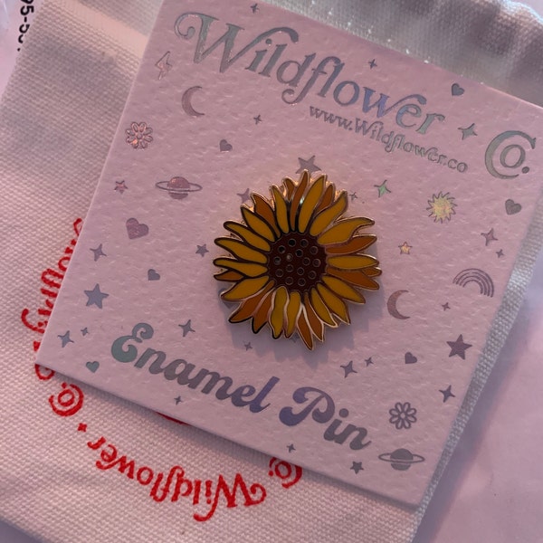 Sunflower Enamel Pin - Boho Yellow Flower Floral - Hat Pin - Wildflower ...
