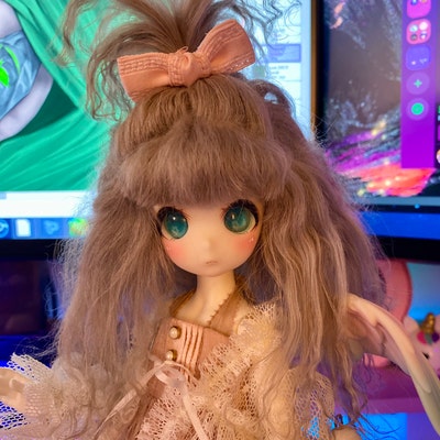 Mohair Yarn Doll Wig With Bangs 5 Colors for Tiny Dolls 3.5-7 Size for ...