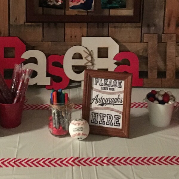 Baseball Party Sign Printable, Autographs Sign, Baseball Birthday Party ...