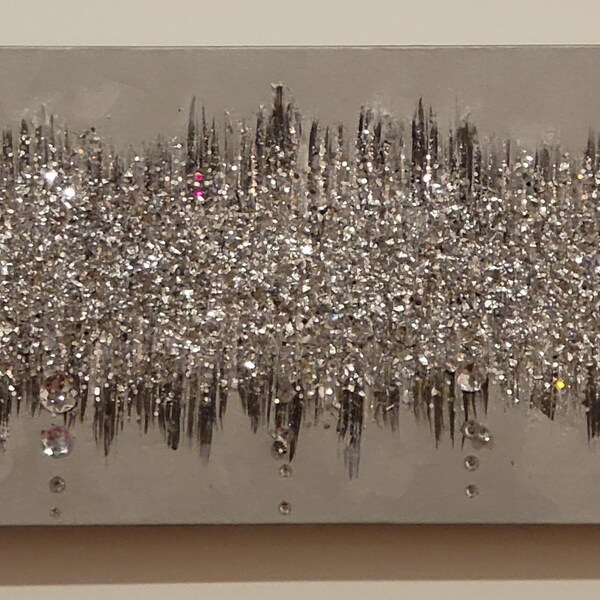 RHINESTONE WALL ART, Crystal Wall Art, Crushed Mirror Art, Minimalist ...