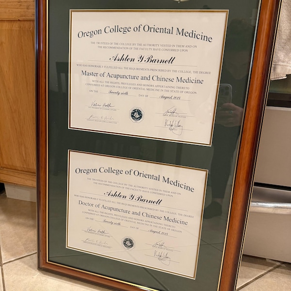 Custom Double Diploma Frame With Tassel Mahogany/navy RC-H ,6x8,7x9 ...