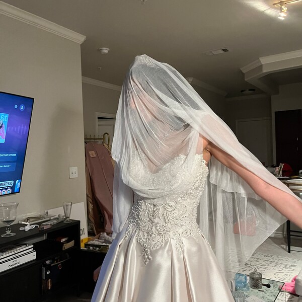 Bridal Draped Boho Veil Wedding Veil, Bohemian Veil, Soft English Tulle ...