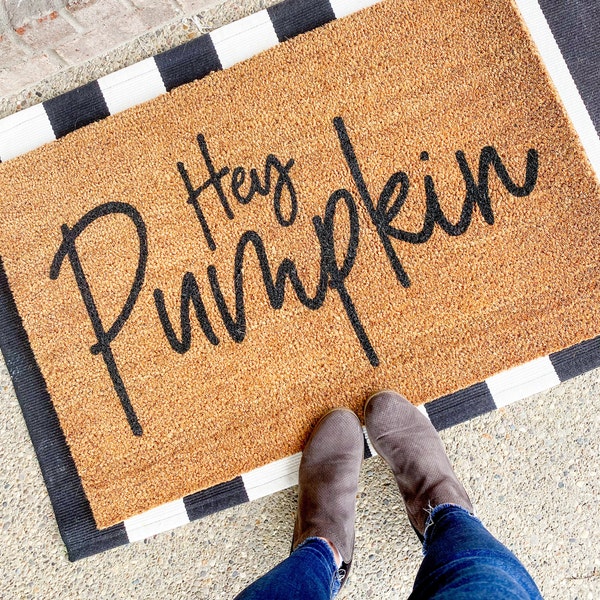 Hey There Pumpkin Doormat, Hello Pumpkin, Hi Pumpkin Door Mat, Funny ...