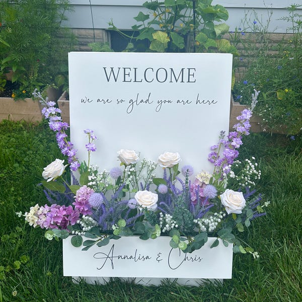 Custom Color Flower Box Welcome Sign, Personalized Event Welcome Sign ...