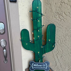 Cactus Sign Wood Cactus Front Door Sign Standing Cactus Sign Front Door ...