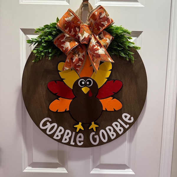 Thanksgiving Front Door Decor | Gobble | Turkey Front Door Wreath ...