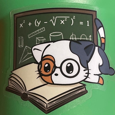 Math Cat Sticker CLEAR Sticker - Etsy