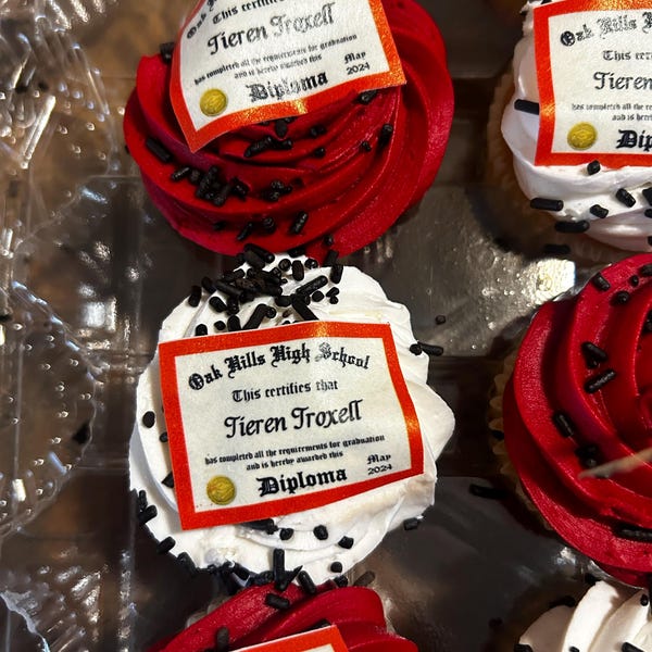 20 Custom Edible Graduation Diplomas for Cupcakes, Cookies, or Rice ...