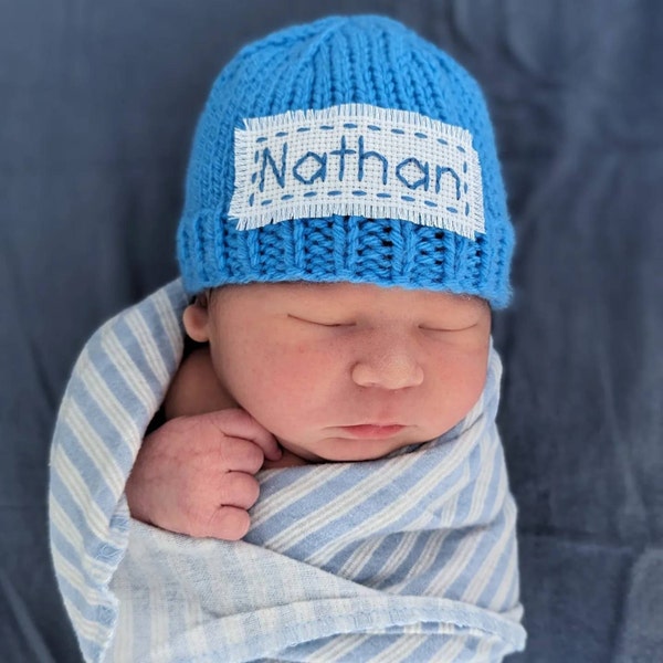 Monogrammed Newborn Baby Hat, Personalized Baby Boy Coming Home ...