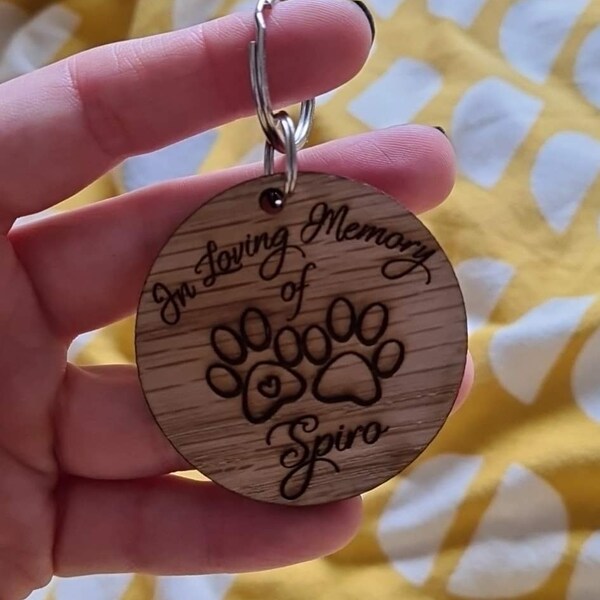 Personalised in Loving Memory Pet Loss Paw Print Keyring Dog Puppy ...
