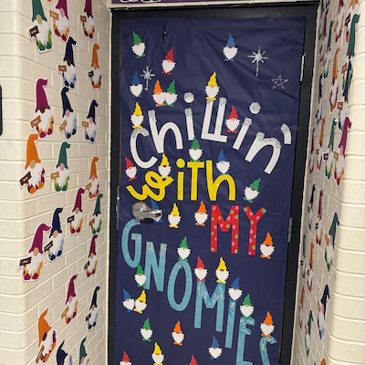 Winter Gnome Decor Classroom Bulletin Board Gnomethemed Door Set ...