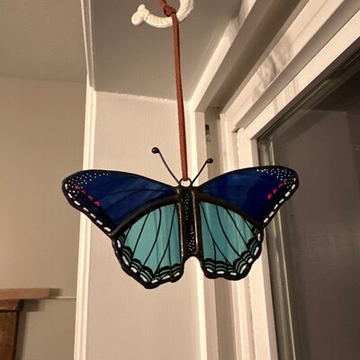 Blue Butterfly Stained Glass Butterfly Glass Wings Stained Glass Blue ...