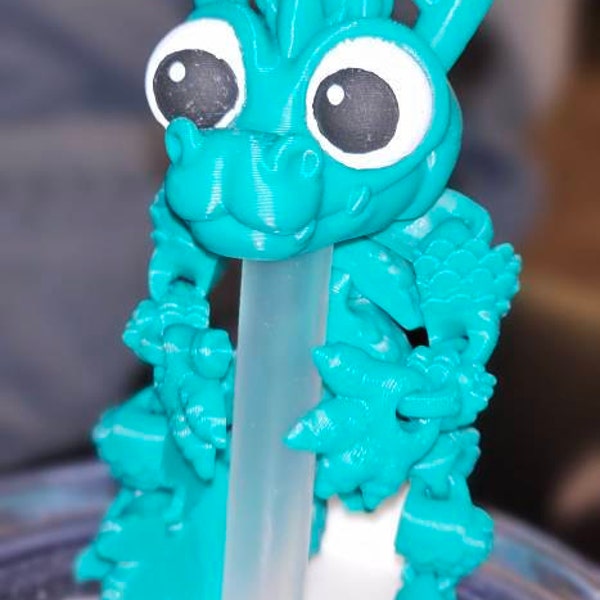 Mini Dragon Straw Topper: 3D Printed Fidget Toy for 10mm Straws - Etsy