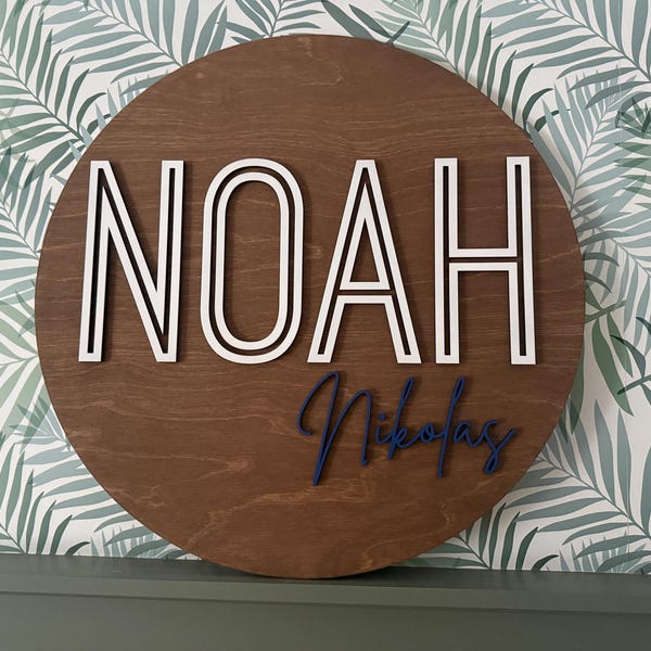 Round Wood Nursery Name Sign 24", Name Sign for Nursery Girl, Boy ...