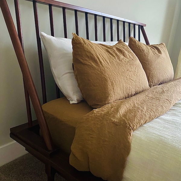 Clay Linen Sheet Set 1 Flat Sheet and 1 Fitted Sheet and 2 Pillowcases ...