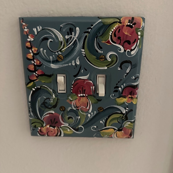 Norwegian Rosemaled Double Light Switch Plate - Etsy