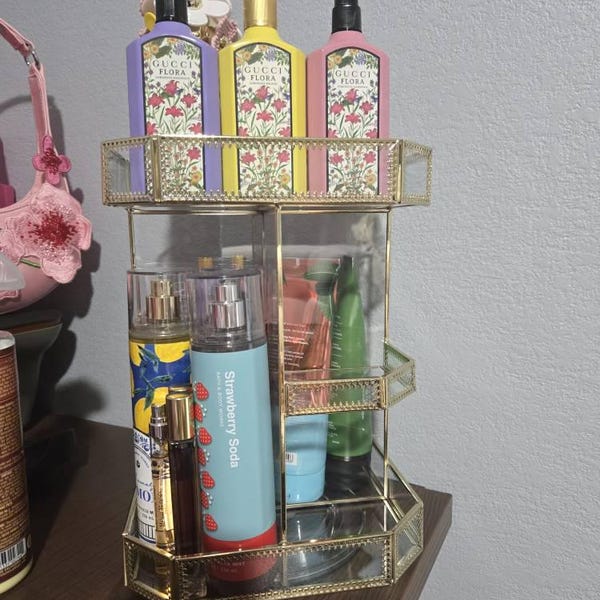 Premium Glass Rotating Makeup Organizer | Tempered Glass With Bass ...