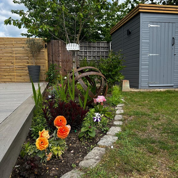 UK Rustic Garden Double Banded Sphere, Decoration Orb, Globe, Ball ...