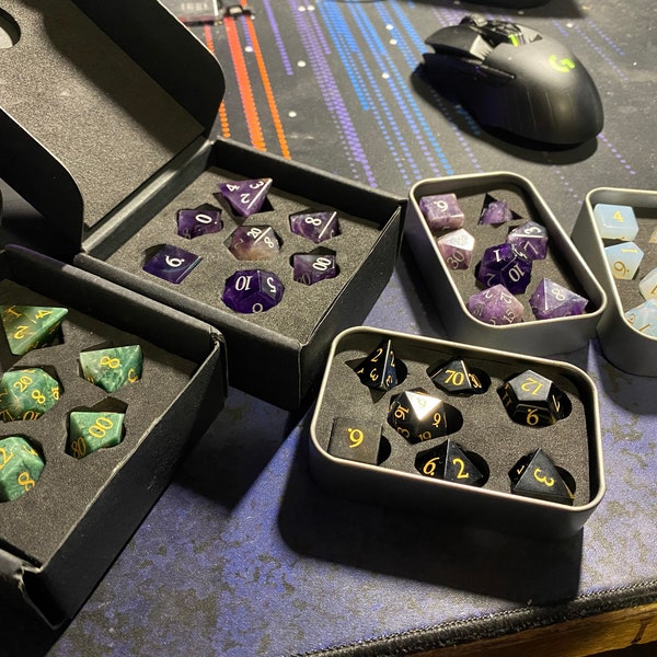 Natural Amethyst Dice Set| Gemstone D20 D&D Dice Set| Dungeons and ...