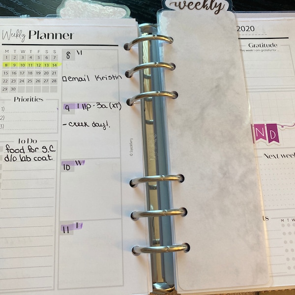 Foiled Planner Page Marker, Marbled Bookmark, Today, Weekly and Monthly ...
