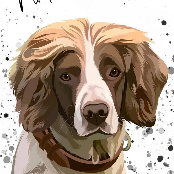 Personalised Dog Portrait, Custom Pet Portrait From Photo, Dog Lover ...