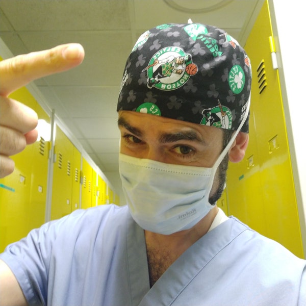 Surgical Regular Tie Back Scrub Hat for Men - Boston Celtics Black - Etsy