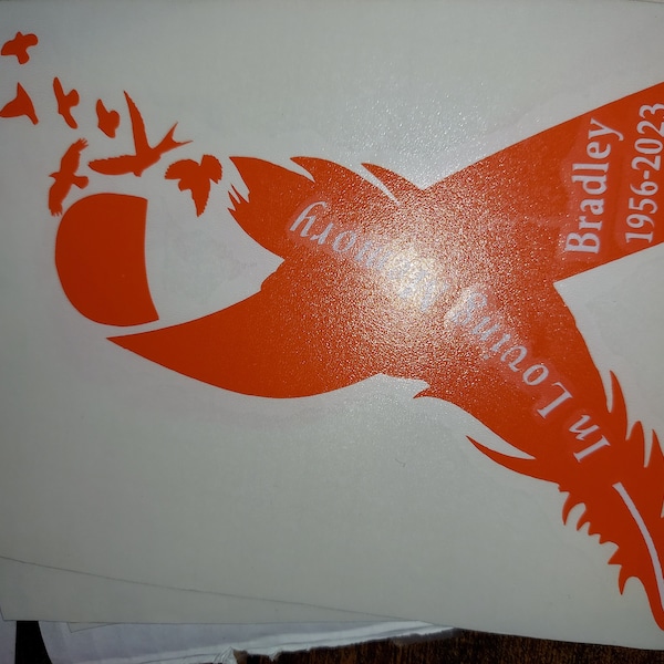 Orange Leukemia Ribbon Decal, Leukemia Awareness Feather Ribbon ...