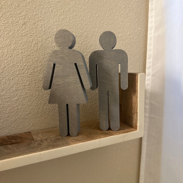 Laser Cut Wood Bathroom Sign: Standing Men & Women Restroom Decor - Etsy