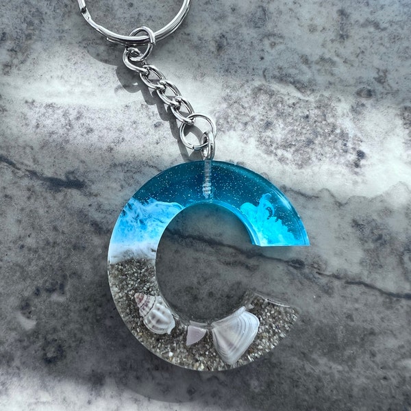 Resin Alphabet Beach Keychain, 3D Letters and Numbers Ocean Key Chain ...