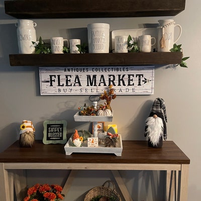 Vintage Flea Market Sign Modern Farmhouse Decor Antiques Sign Large ...