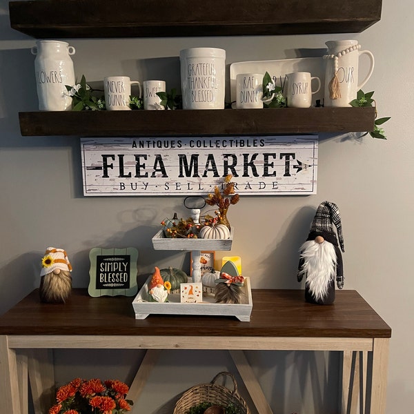 Vintage Flea Market Sign Modern Farmhouse Decor Antiques Sign Large ...