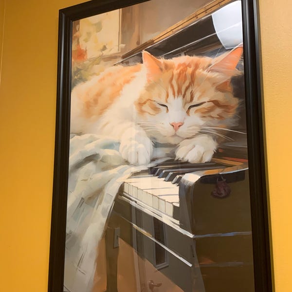 Piano Cat Canvas Print, Cat Pianist Wall Decor, Music Cat Home Decor ...