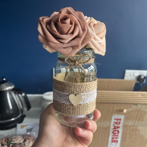 12 Wedding Jars, Decorated Jars, Hessian, Burlap,white Lace, Rustic ...